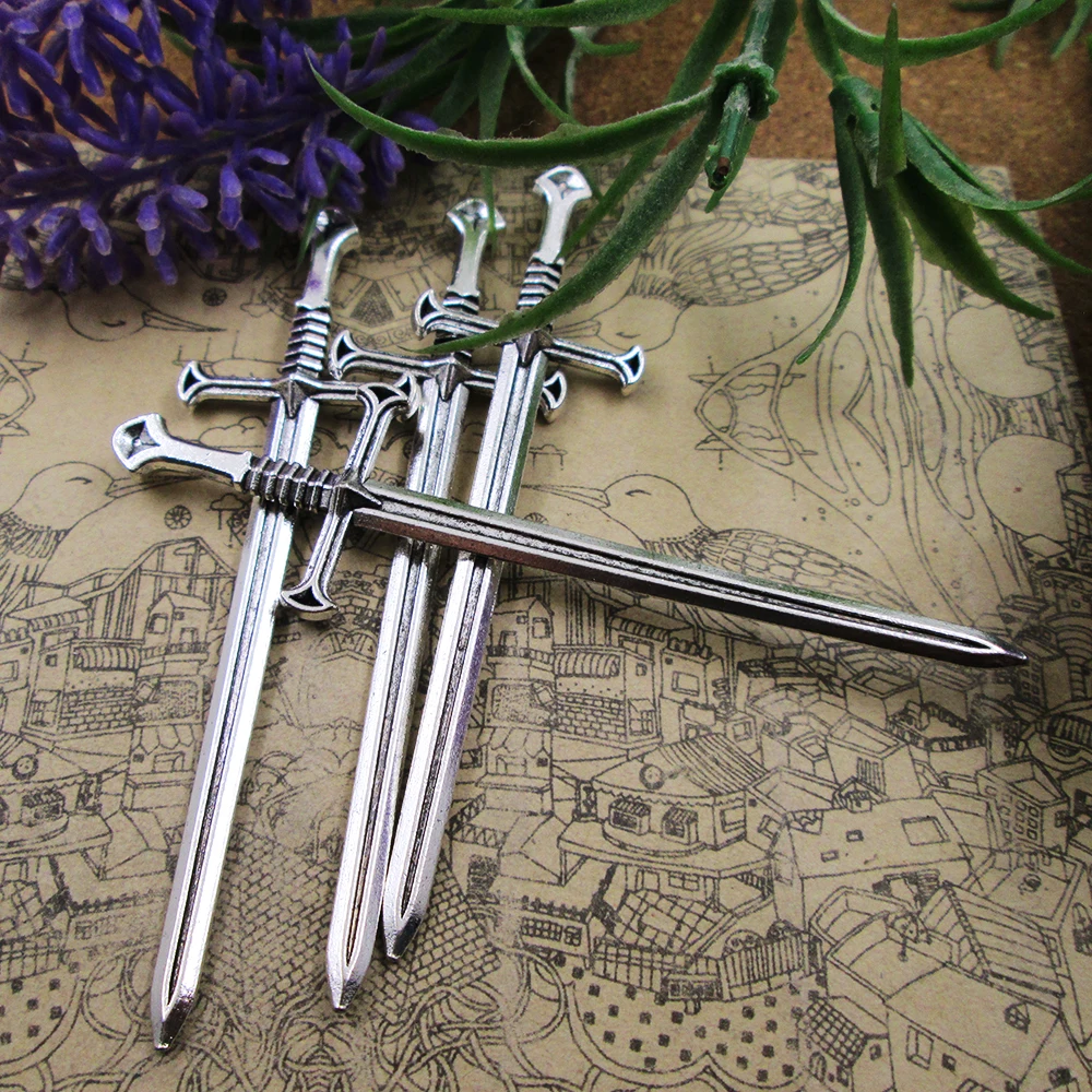 10pcs-25*88mm Knight Sword Charm Sword Pendant Charms Antique Silver ...