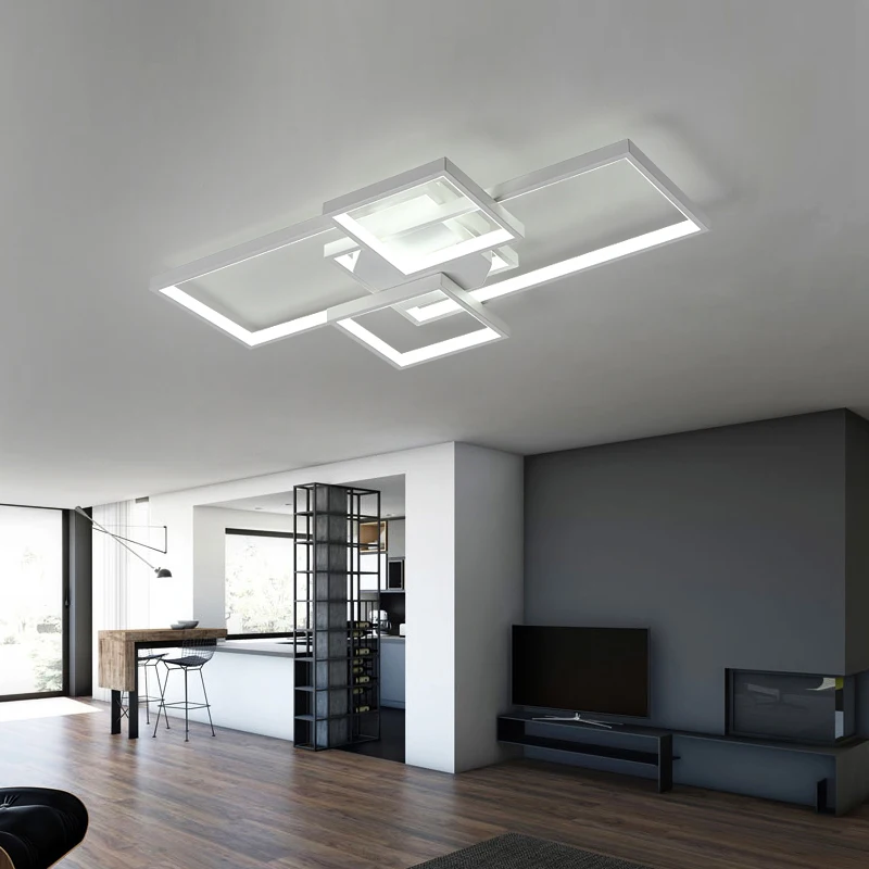 Modern Geometric square Acrylic LED Ceiling lamp Living room Dining ...