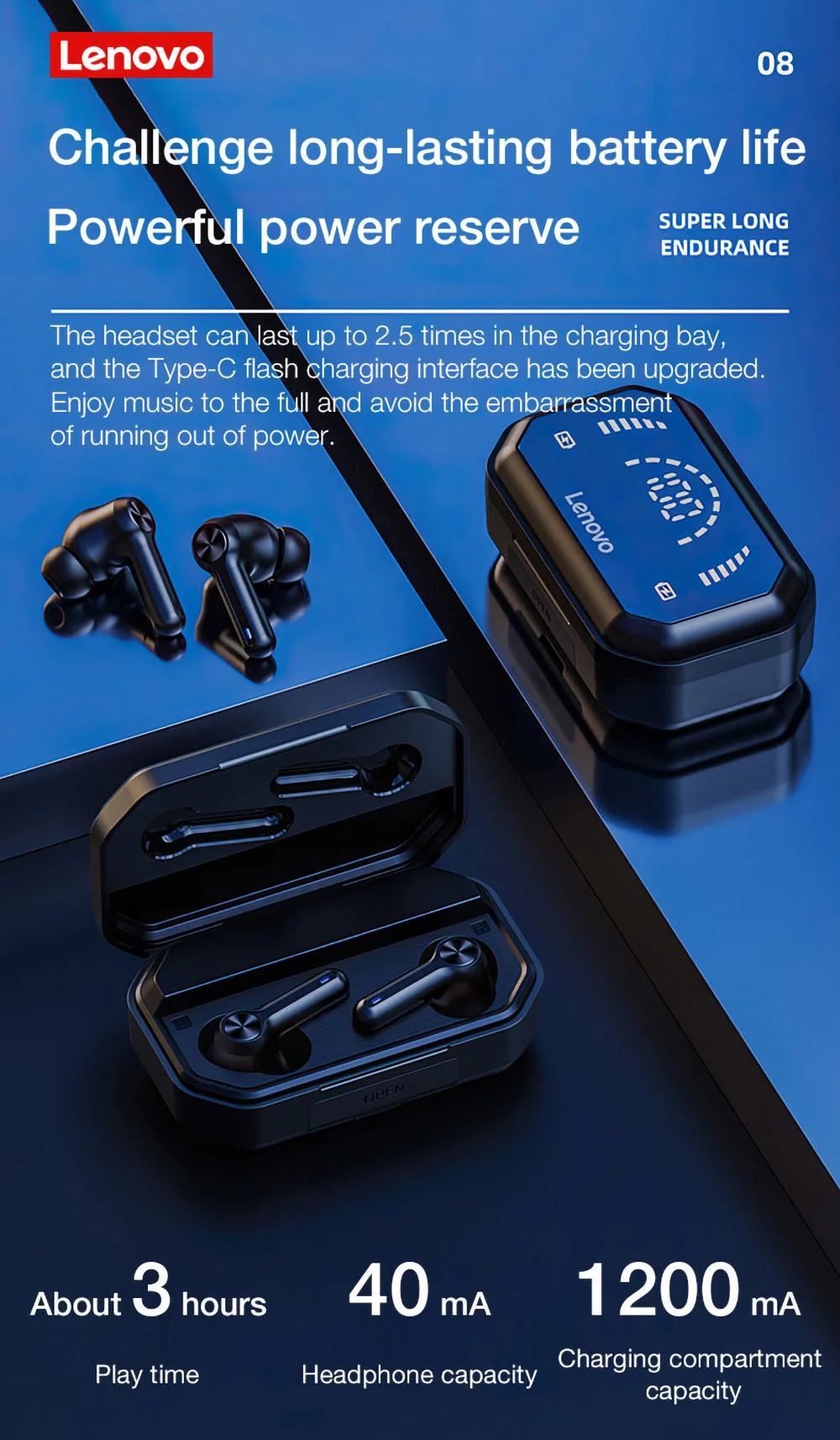 Lenovo Thinkplus LP3 Pro Bluetooth Earbuds with LED Display - Compro System