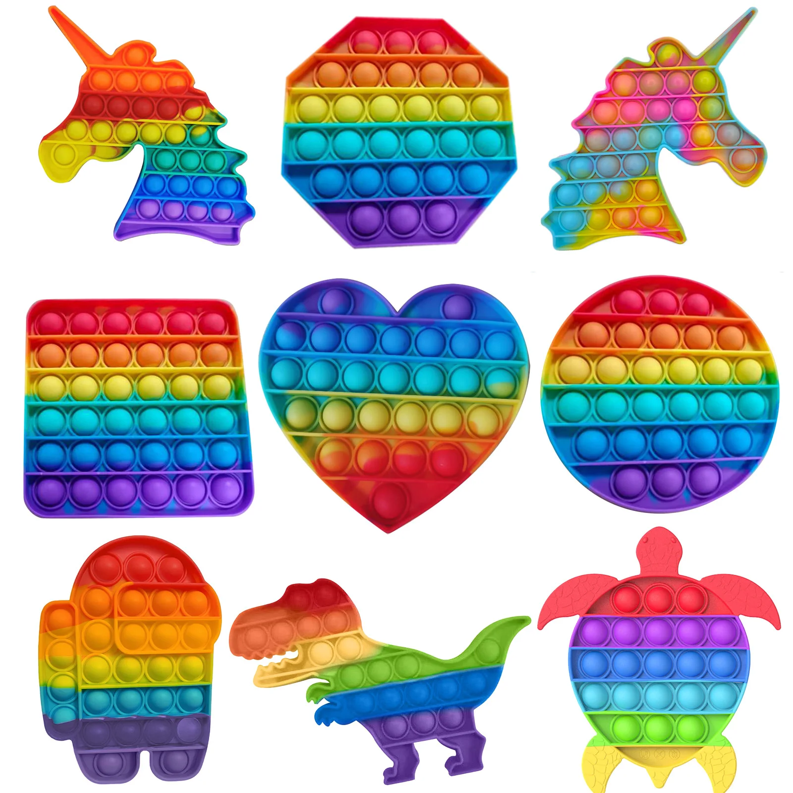 Rainbow Mini Popper Sensory Popet Silicone Push Bubble Stationery ...