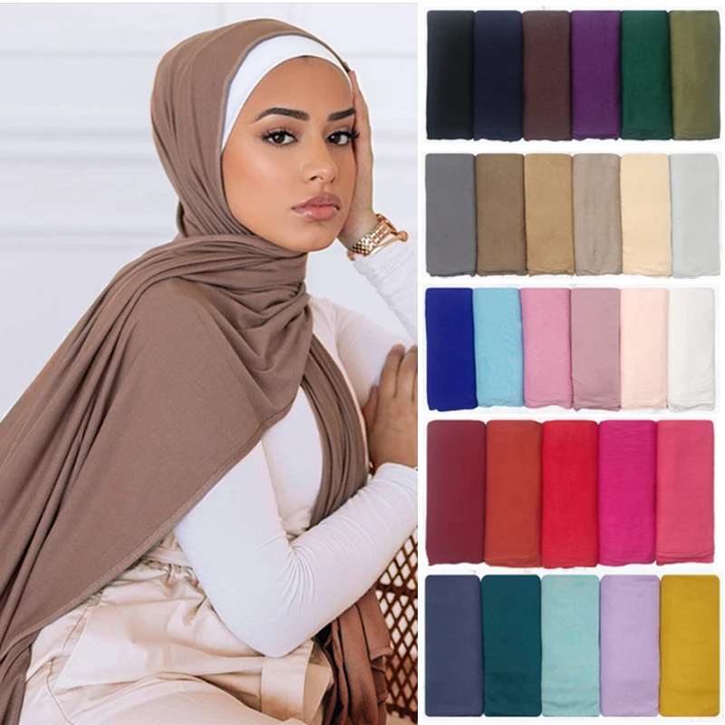Multicolor Soft Cotton Muslim Headscarf Instant Hijab Jersey Scarf ...