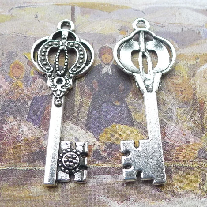 Designer Charms 5 Pieces 43*16mm Antique Silver Color Key Charms|Charms ...