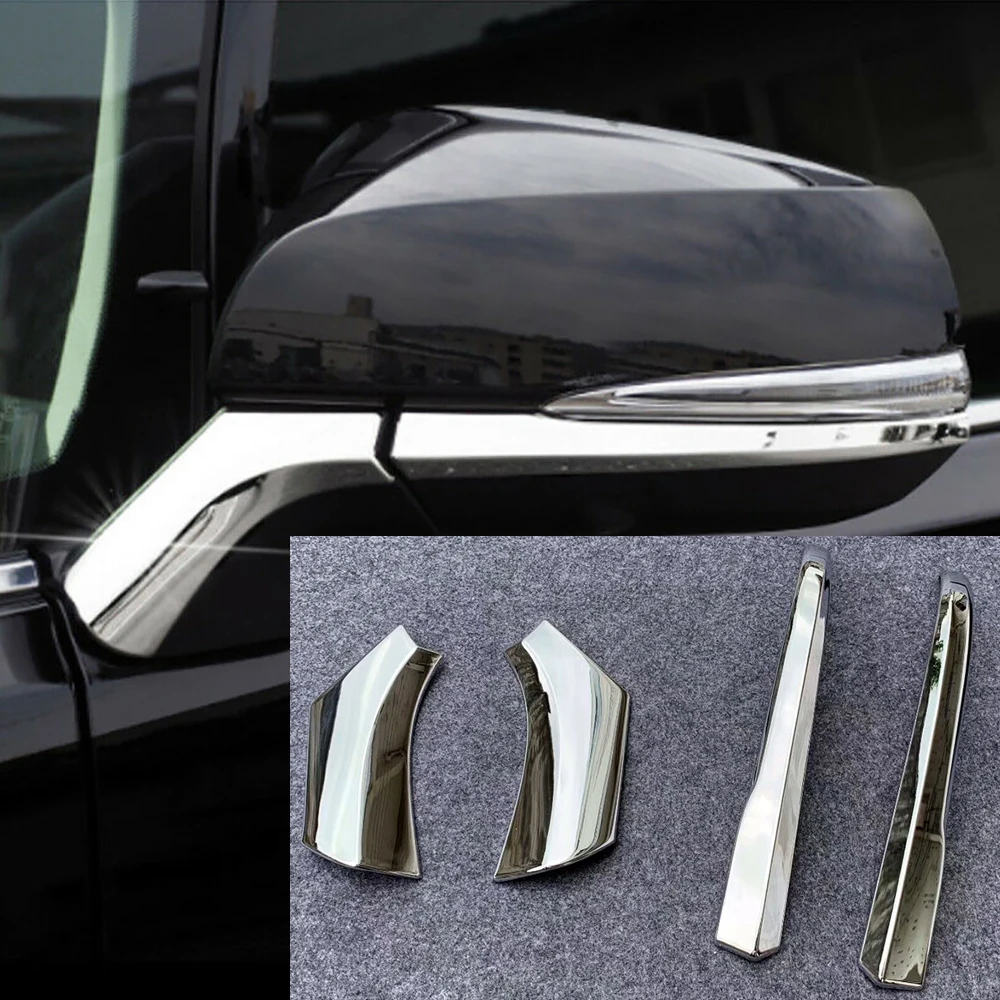 4pcs Abs Chrome Rear View Side Mirror Cover Decoration Trims For Toyota ...