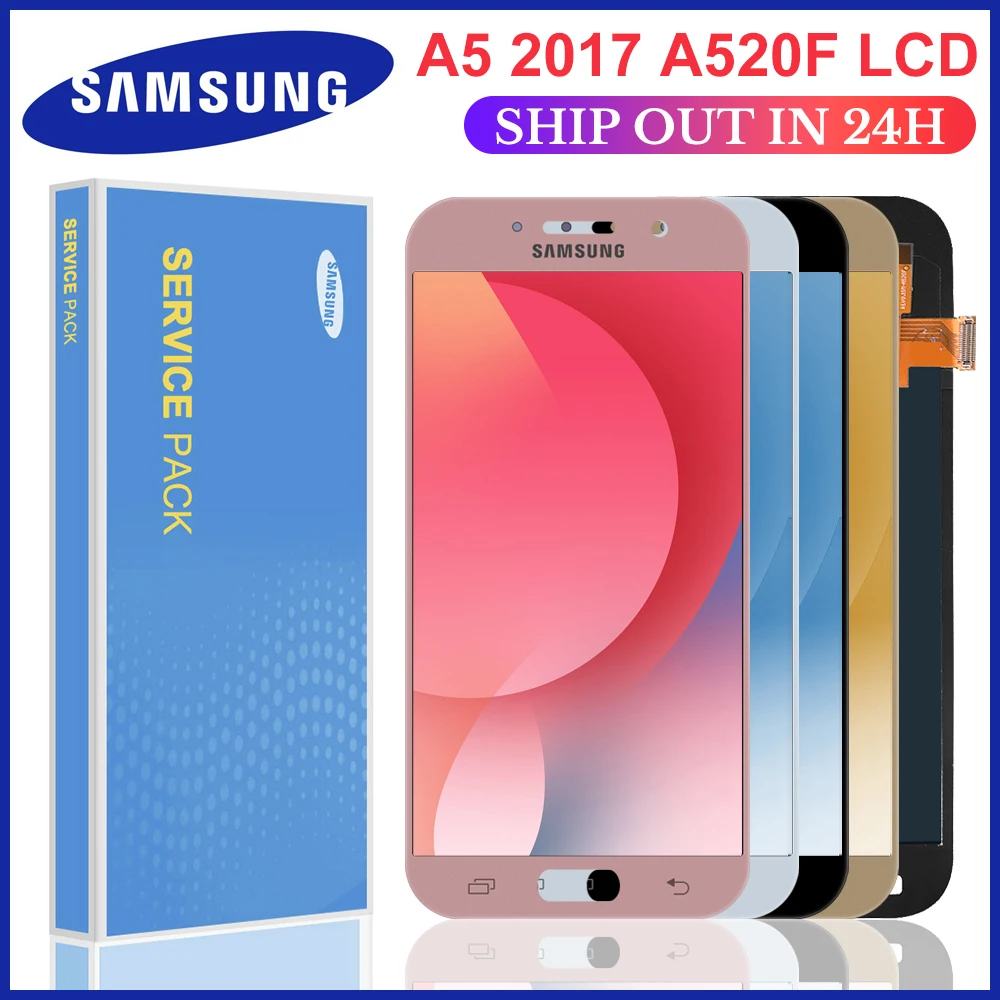 Pantalla LCD Original de 5,2 "Super AMOLED para SAMSUNG Galaxy A5 2017 A520F, digitalizador de ...
