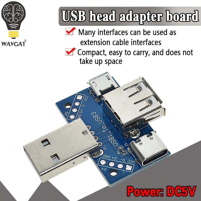USB Head Switchboard Male USB Connector to Type-c Micro Female USB 2.54 ...