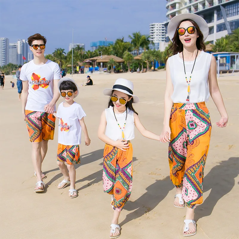 Parent child Matching Outfit Summer Wear The Whole Family Seaside ...