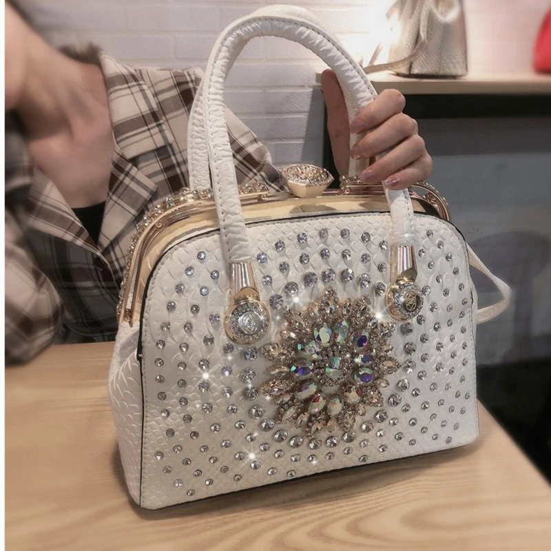 Diamond Ladies Luxury Handbag Leather Famous Designer Women Shoulder ...