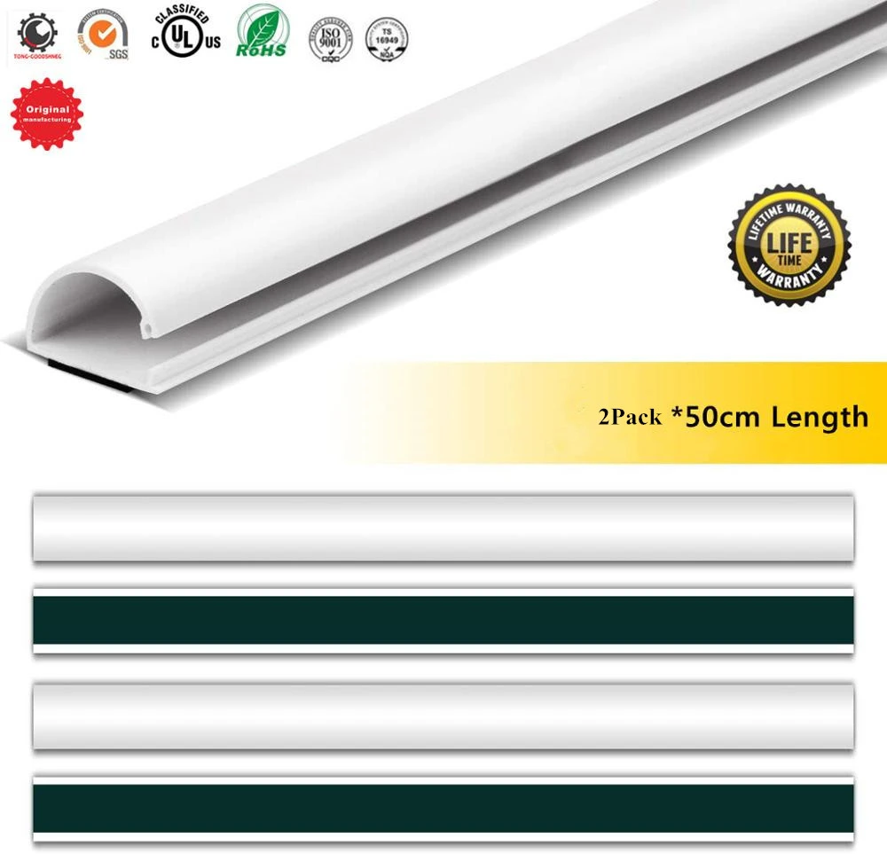 White/Black D Channel Cable Raceway,On Wall Cable Concealer Cord Cover ...