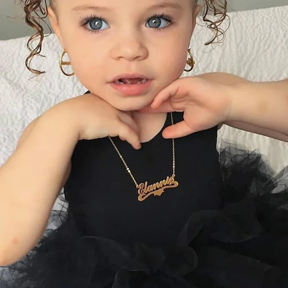 Custom Baby Necklace Name | Personalized Children Jewelry | Baby Gold ...