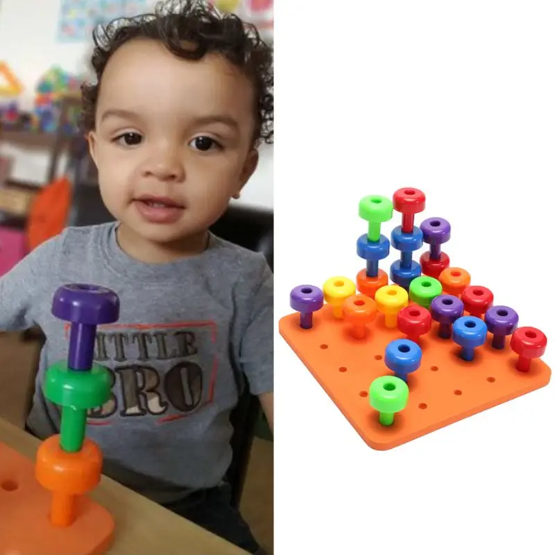 Wooden Peg Board Set Children Classification Toys Fine Motor Skills ...