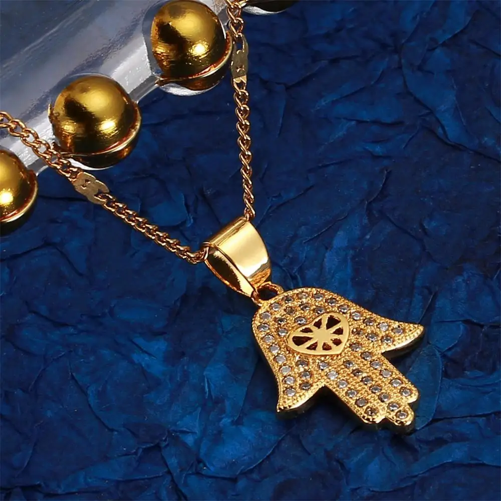 Gold-Color-Hamsa-Chain-Jewelry-Fatima-s-Hand-Lucky-Hand-Pendant ...