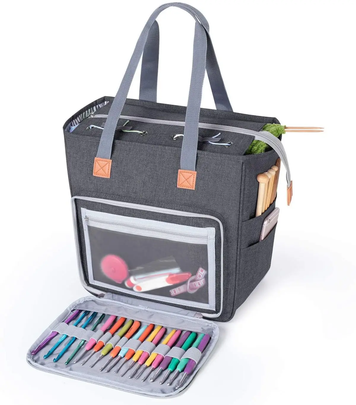 Portable Knitting Bag Wool Crochet Hooks Thread Yarn Storage Bag Sewing ...