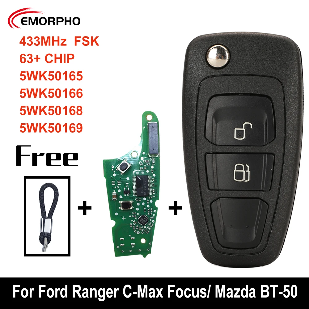 Emorpho flip key 2 botões fsk 4d63 chip para ford ranger foco mondeo ...