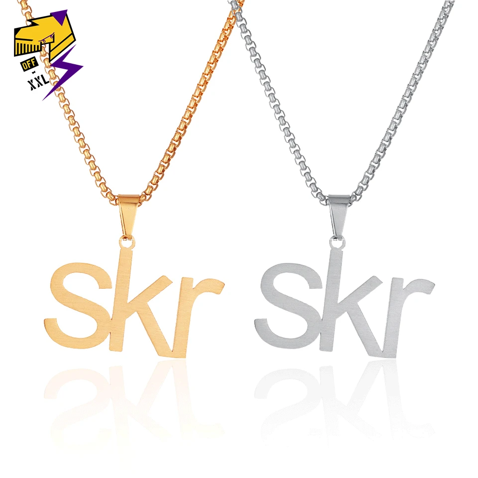 Rock Raper Letter SKR Necklace for Men Gold/Silver Color Hiphop Pendant ...