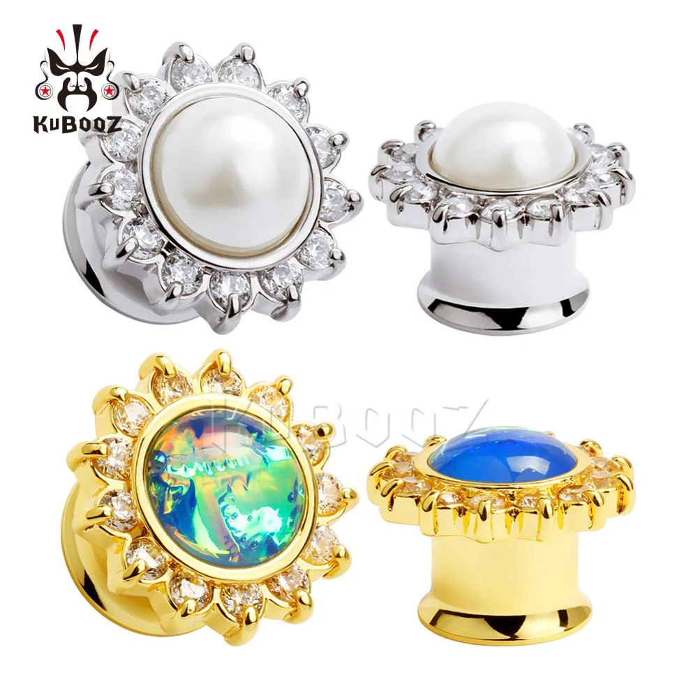 KUBOOZ 2PCS Ear Piercing Stretcher Tunnel Fashion Crystal Stainless ...