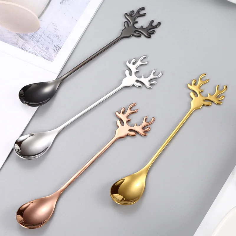 Stainless-Steel-Cartoon-Christmas-Elk-Spoon-Cute-Deer-Head-Mini-Ice ...