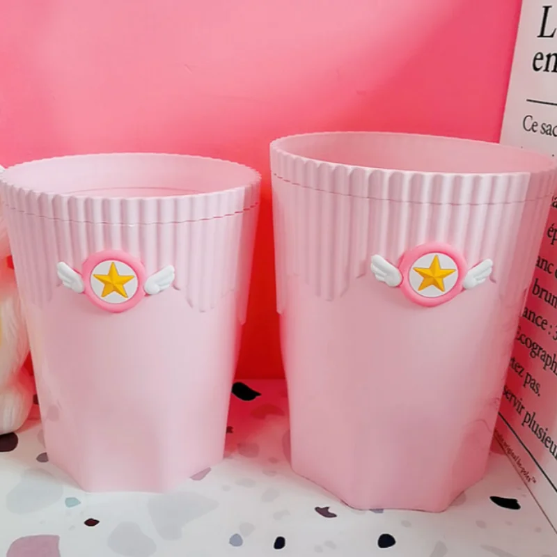 Creative Pink Waste Bin Anime Card Captor Sakura Plastic Trash Can ...