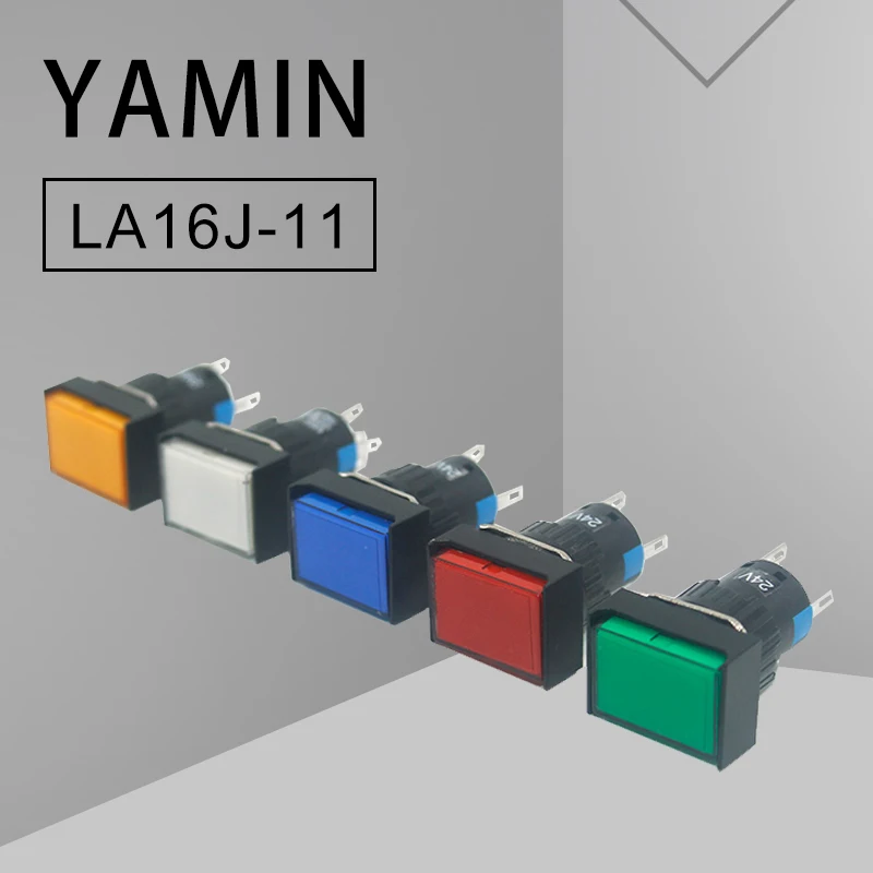 5pcs-16mm-Rectangular-Power-Push-Button-Switch-With-Lamp-Self-Reset ...