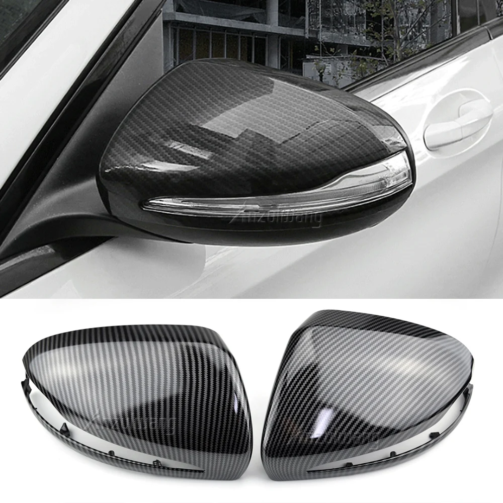 Carbon-Fiber-Pattern-Side-Mirror-Cover-Cap-Replacement-For-Mercedes ...