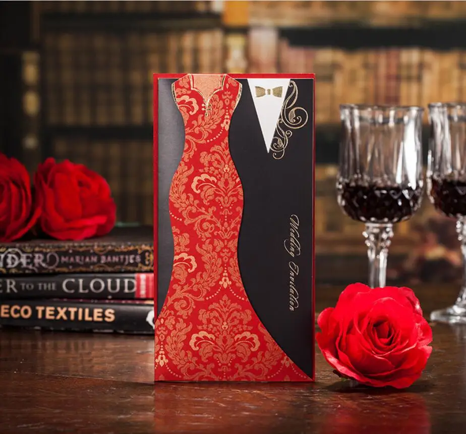 Blank Red And Black Wedding Invitations