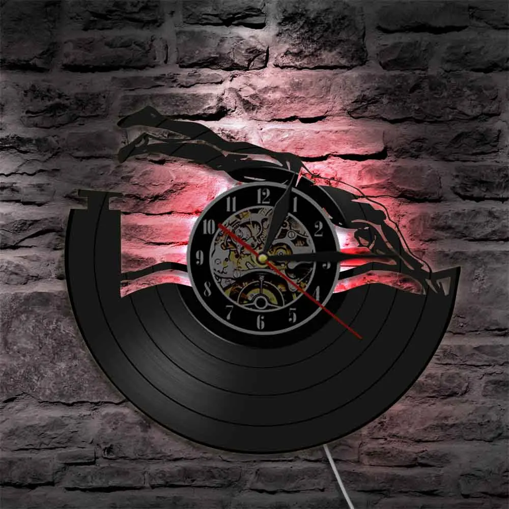 Home & Living Home Décor Vinyl Wall Clock Swimming Swimming Swimming ...