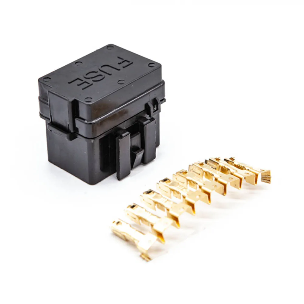 4-Way-Black-Car-Medium-Relay-Fuse-Box-Assembly-with-8pcs-Gold-Terminals ...