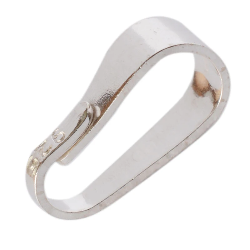 Solid 925 Sterling Silver Snap On Lock Bail Pendant Clasp，jewelry Diy ...