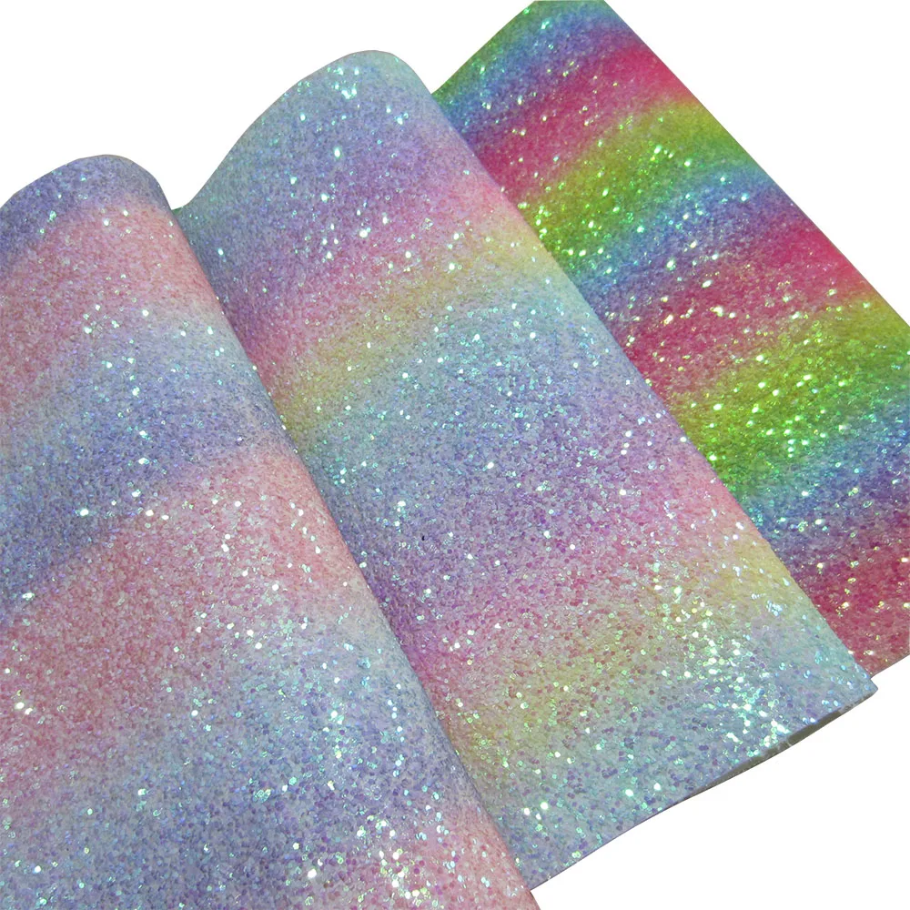 30x134cm Chunky Rainbow Glitter Fabric Leather Roll Fashion Glitter ...