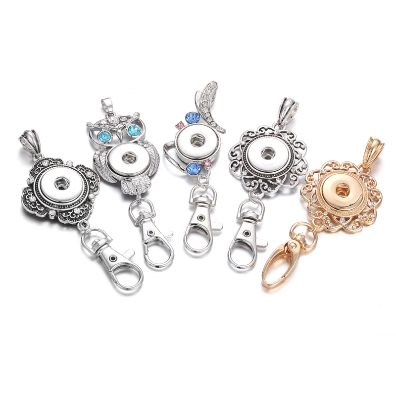 Vintage PU Leather Snap Button Key Chain Keychains Keyrings Fit DIY ...