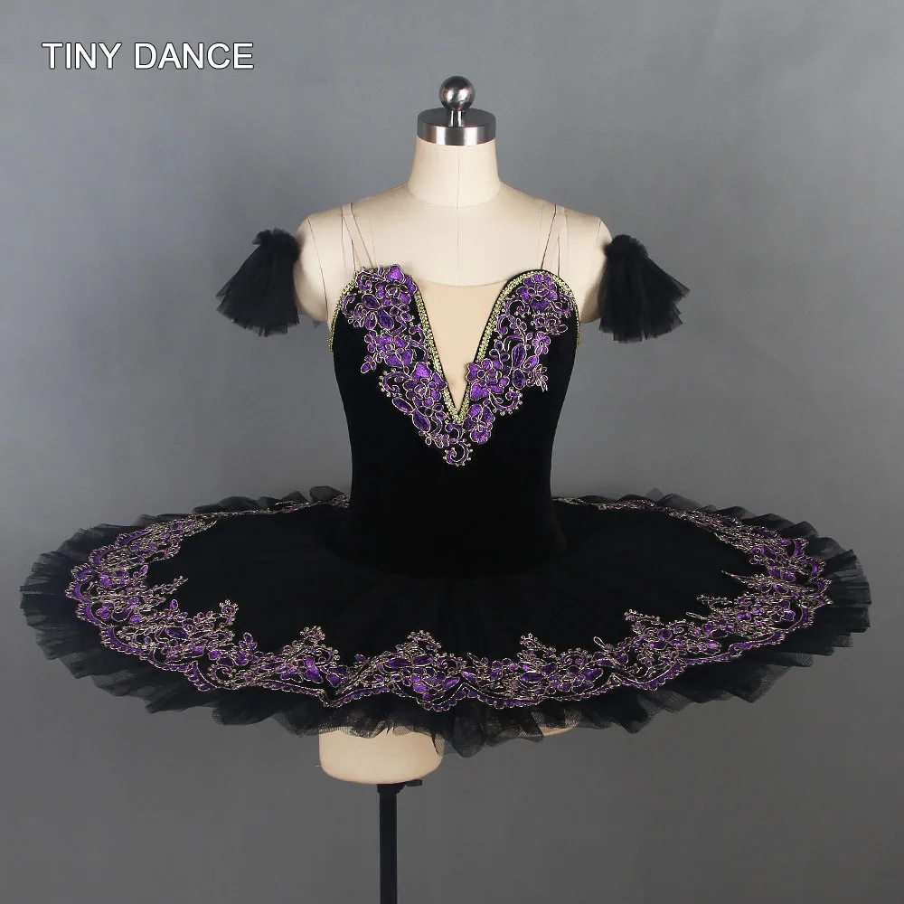 Black Professional Ballet Dance Tutu with Purple Sequin Applique Solo ...