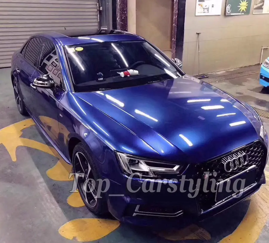 Midnight Blue Gloss Metallic Vinyl Wrap For Whole Car Covering Stickers ...