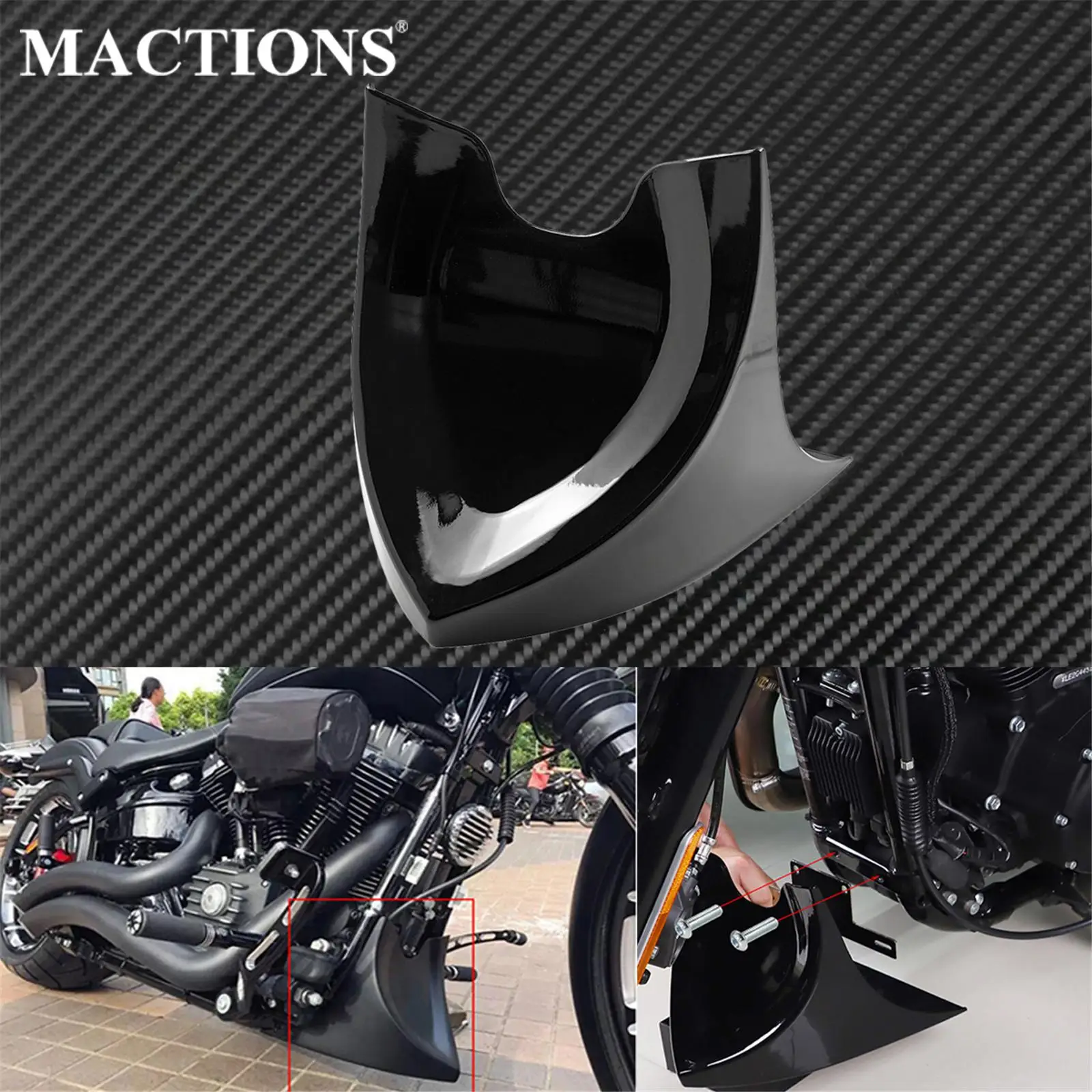 Motorcycle-Black-Lower-Chin-Fairing-Front-Spoiler-For-Harley-Fatboy ...