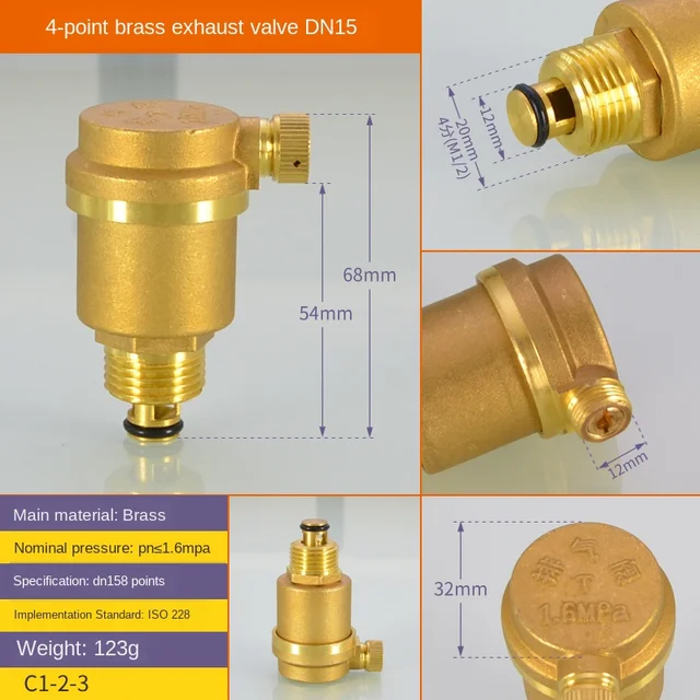 Brass Automatic Exhaust Valve 1/2inch 3/4inch 1 Inch Heating and Air ...