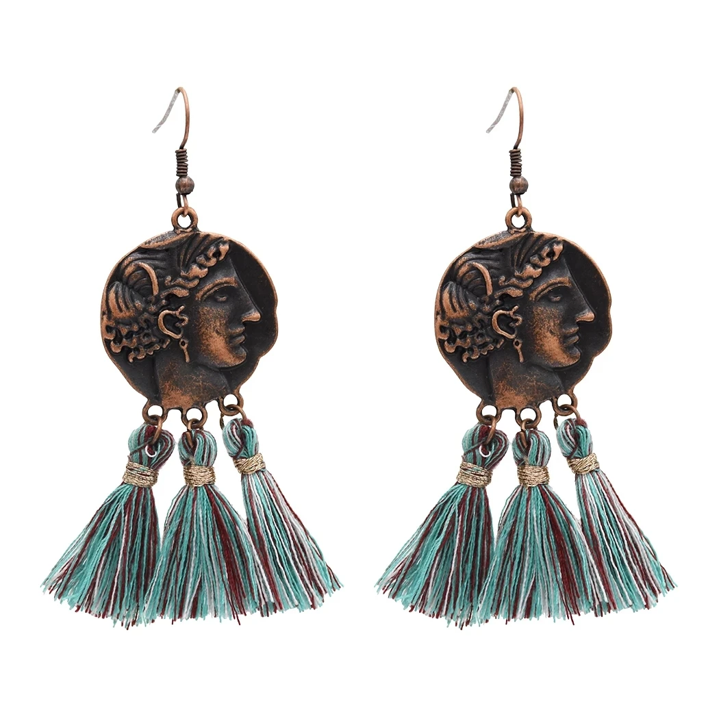 Pendientes de gota con borlas para mujer, aretes étnicos, indios ...