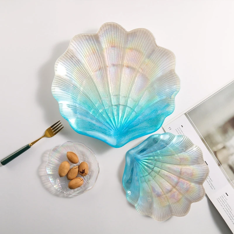 Nordic-Blue-Sea-Shells-Decorative-Storage-Tray-Glass-Plate-Jewelry ...