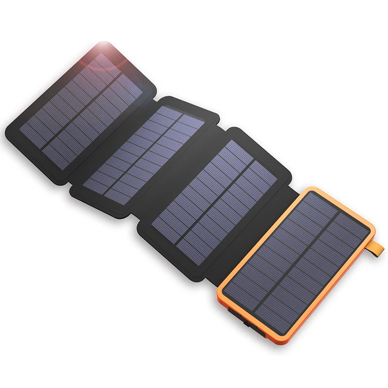 Folding Solar Power bank 8000mAh Solar charger with flashlight Dual USB ...