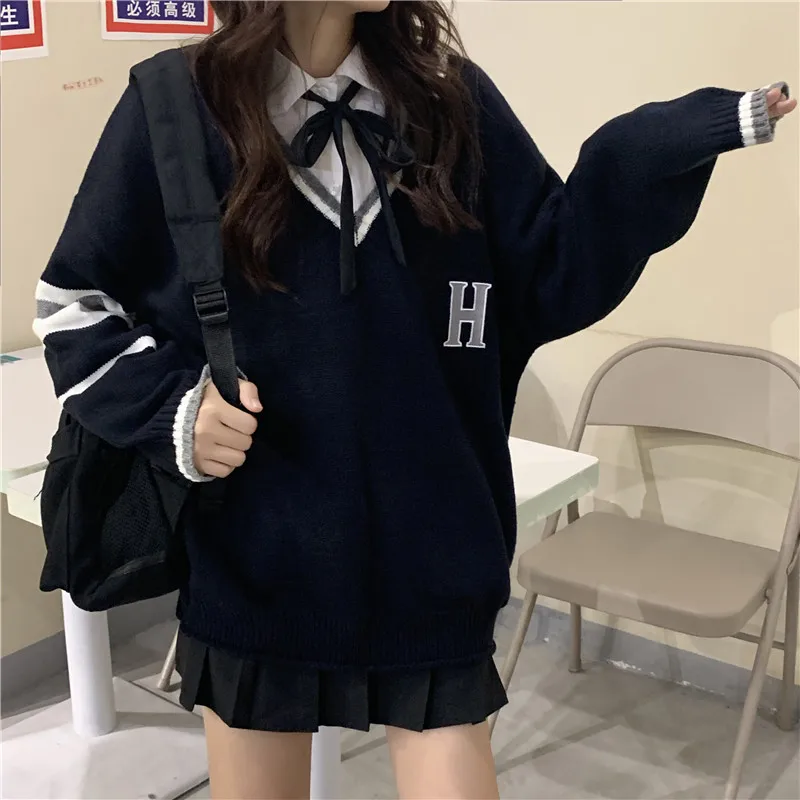 Hot Chic Harajuku Japanese Vintage Preppy Style Sweater Women Autumn ...