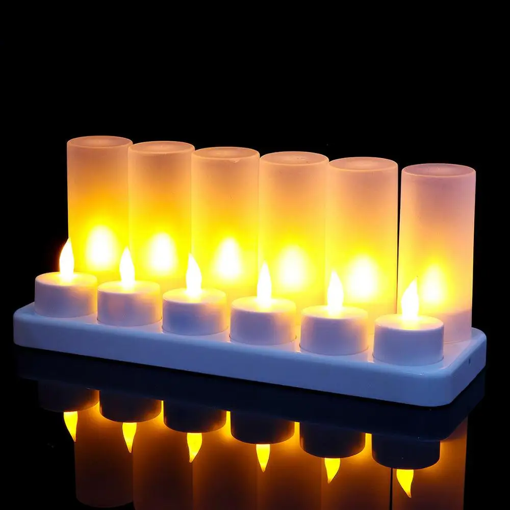 4-6-12pcs-Rechargeable-Flickering-Flameless-TeaLight-Led-Candle-lamp ...