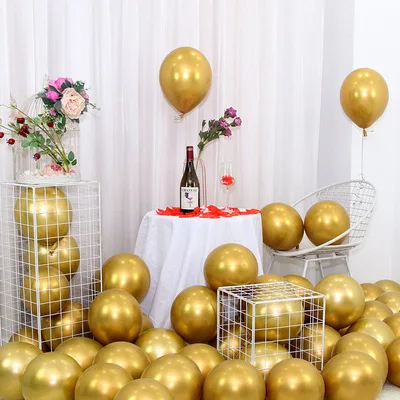 10 globos de látex metálicos de 12 pulgadas de color dorado y plateado ...