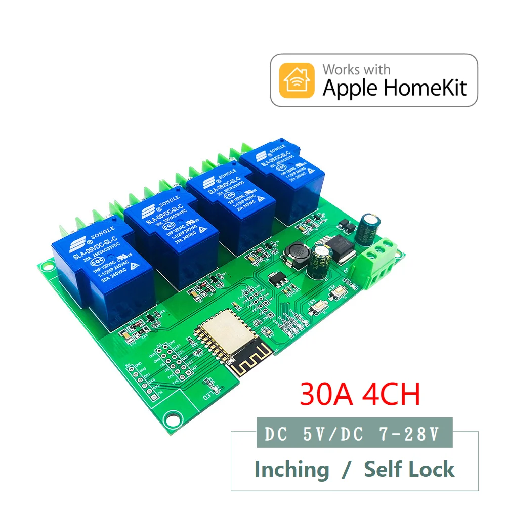 Homekit 4CH 30A WiFi Relay Module Inching Switch Self-locking Entry ...