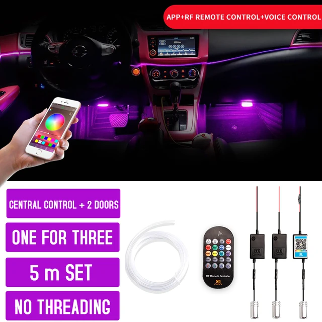 Led Car Interior Ambient Atmosphere Mood Light Rgb App Remote Control ...
