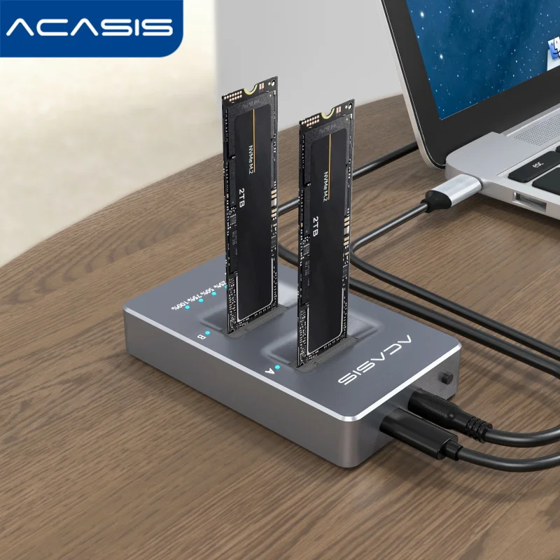 Acasis M.2 External Hard Drive Nvme Dual Bay Enclosure Clone Docking ...