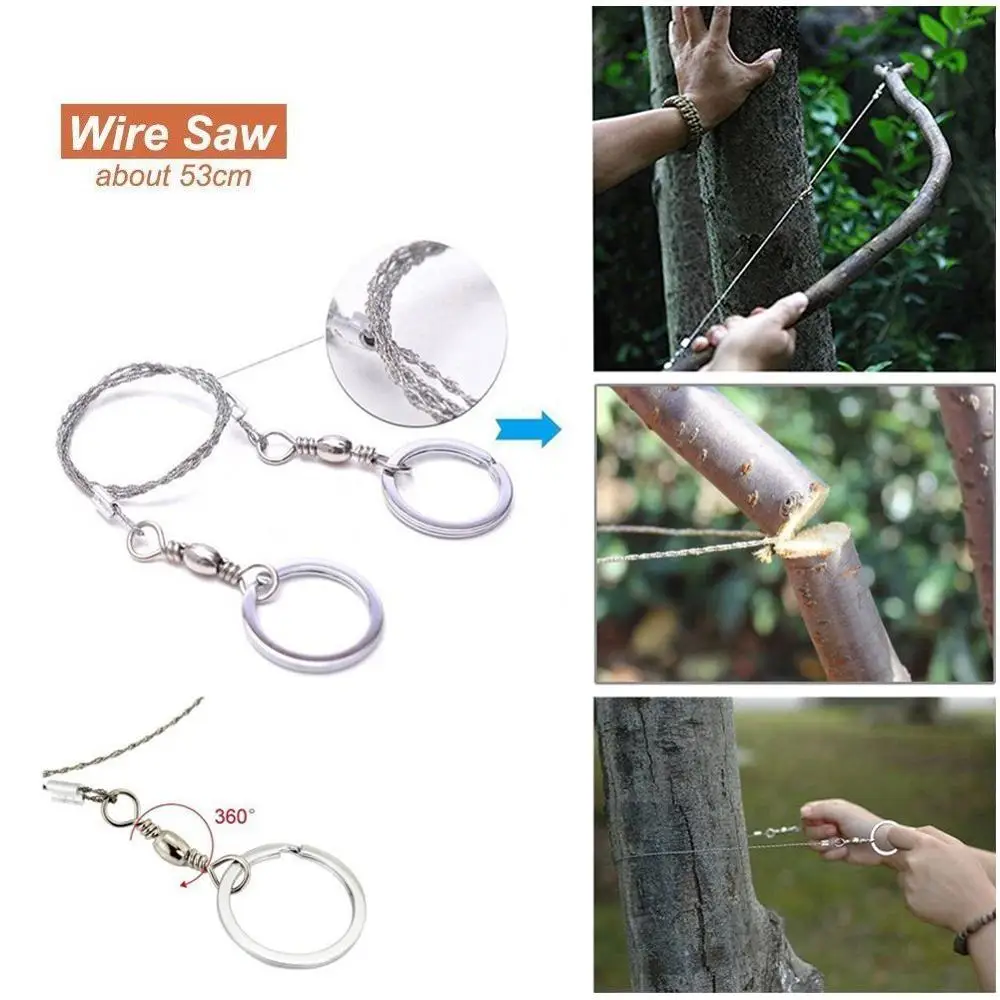 2pcs Wire Saw Survival Stainless Steel Cutter Outdoor Emergency Fretsaw ...