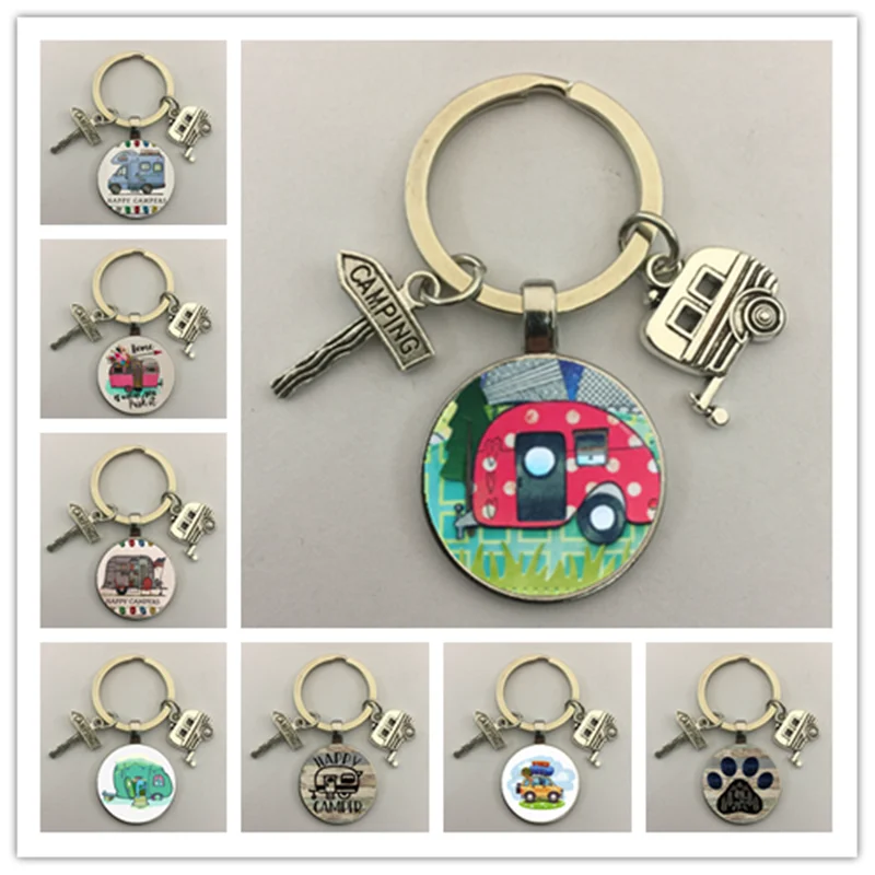 New-Cute-Camper-Wagon-Keychain-I-Love-Camping-Keychain-Trailer-Signpost ...