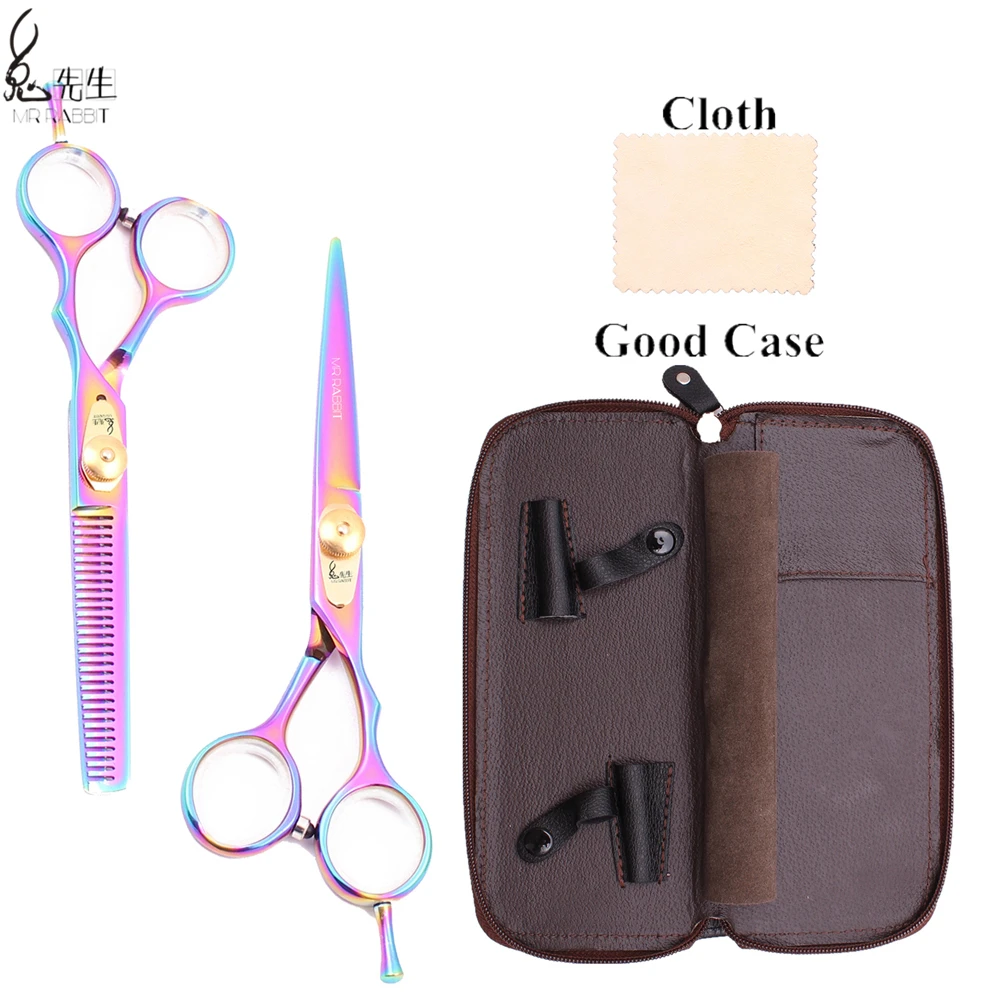 Hair Cutting Scissors 5.5" Japanese Steel Mr Rabbit Barber Thinning ...