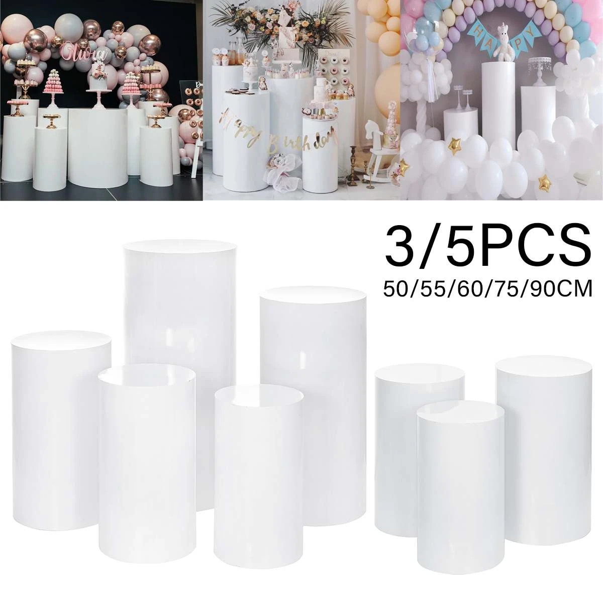 3/5pcs Round Cylinder Pedestal Display Art Decor Cake Rack Plinths ...