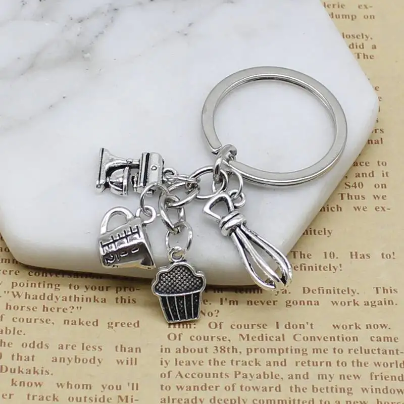 1 piece kitchen keychain recipe paper cup cake charm for chef baker's ...