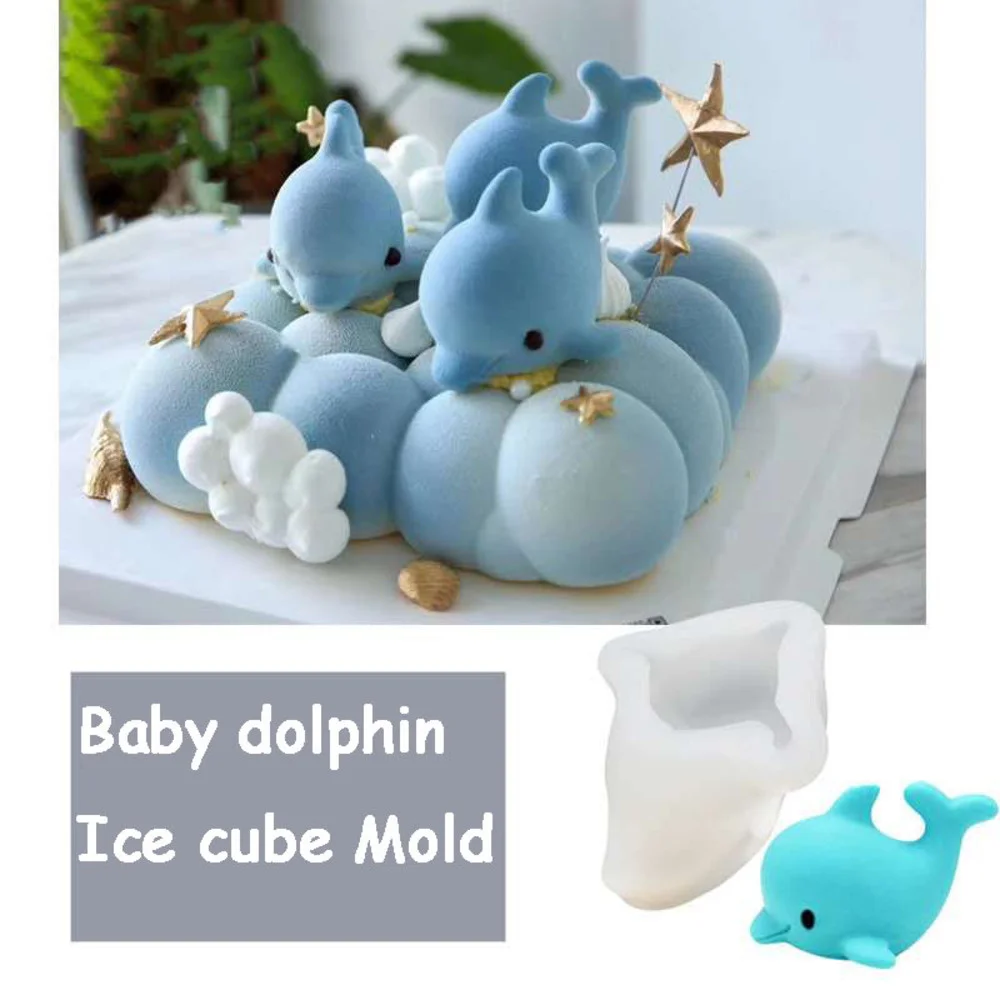 MOULE A MODELER,Dolphin Mold--Moules à glaçons en Silicone avec dauphin ...
