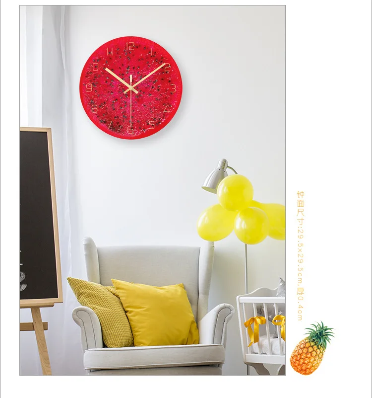 Североевропейский стиль гостиная креативные настенные часы эмультационные фрукты немой часы