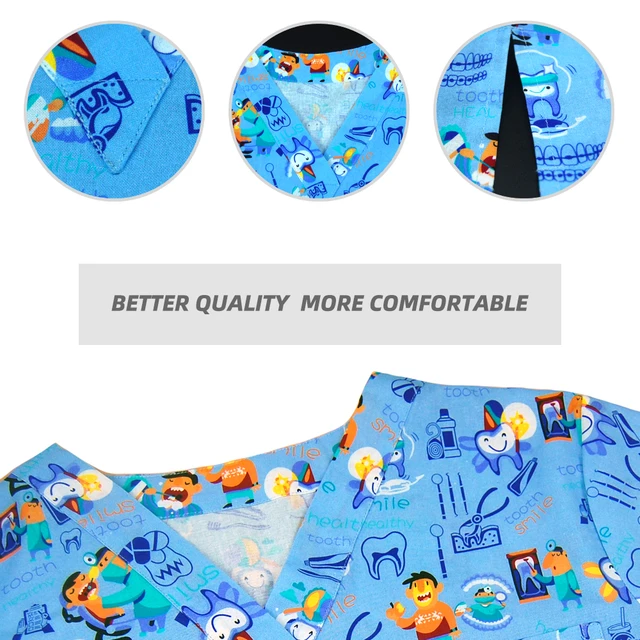 Cartoon Scrub Tops Women